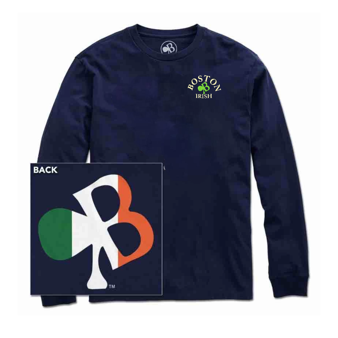 Navy Long Sleeve | Left Chest Logo | Multi Color Back – Boston Irish ...